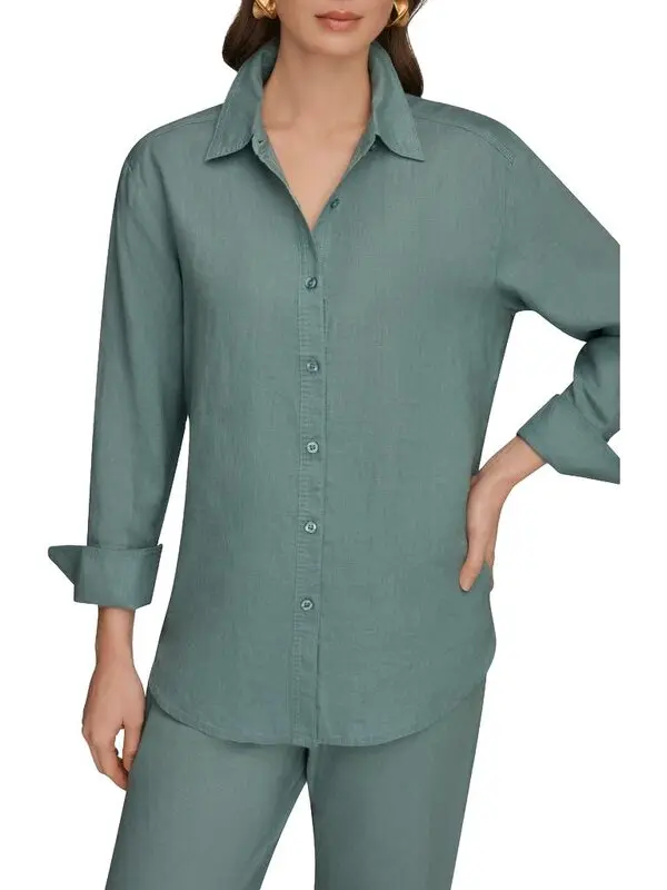 Donna Karan New York Linen Button-up Shirt - Waterlily