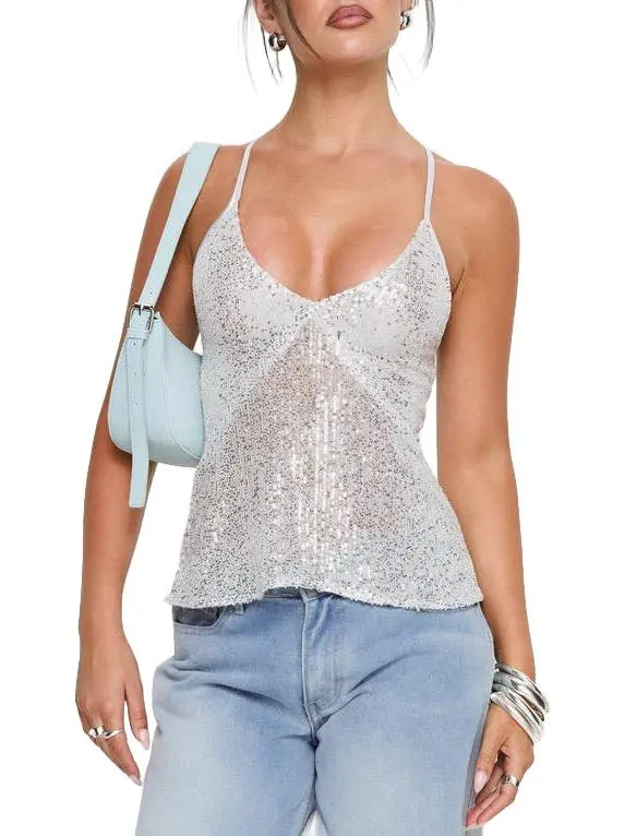 Princess Polly Opaline Sequin Camisole - Silver