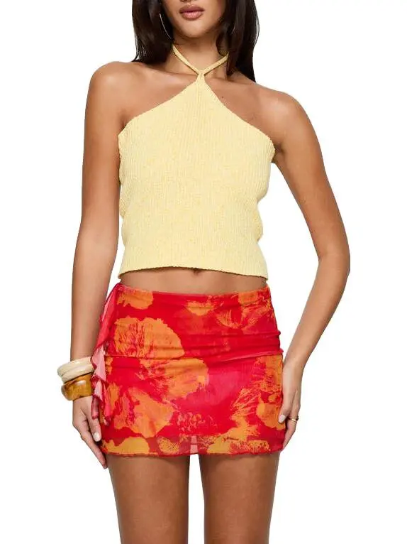 Princess Polly Floral Mesh Miniskirt - Orange Multi