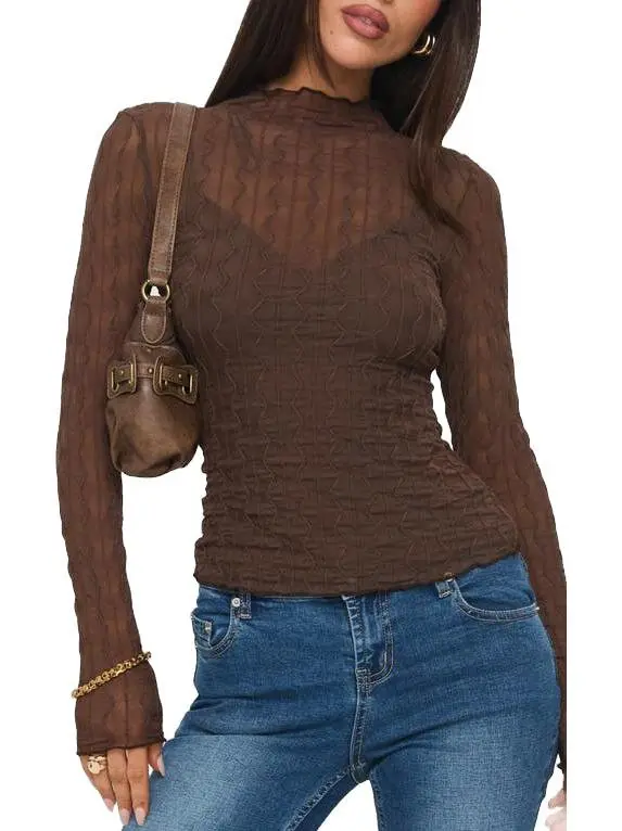 Princess Polly Fabiana Texture Layering Top - Brown