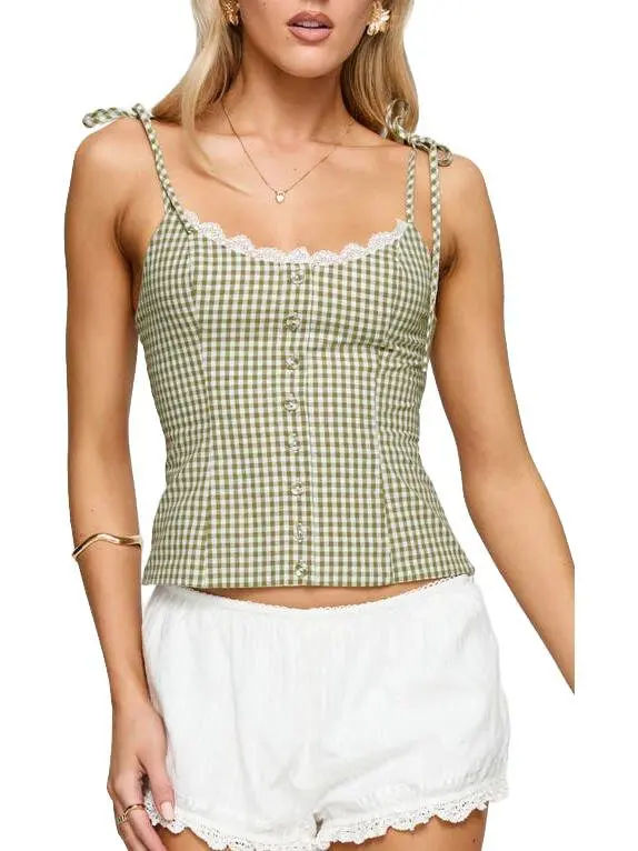 Princess Polly Dalanie Gingham Camisole - Green Check