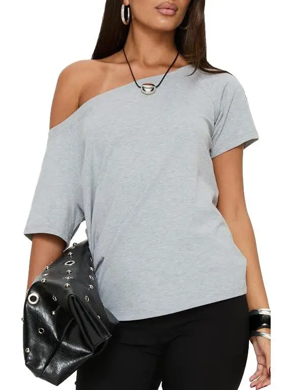 Princess Polly Off-the-shoulder Top - Grey