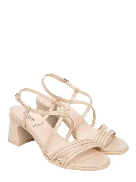 NEROGIARDINI Strappy Flared Heel Sandal - Latte