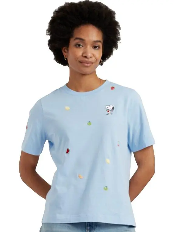 Chinti & Parker Cotton Snoopy Fruit T-shirt - Light Blue