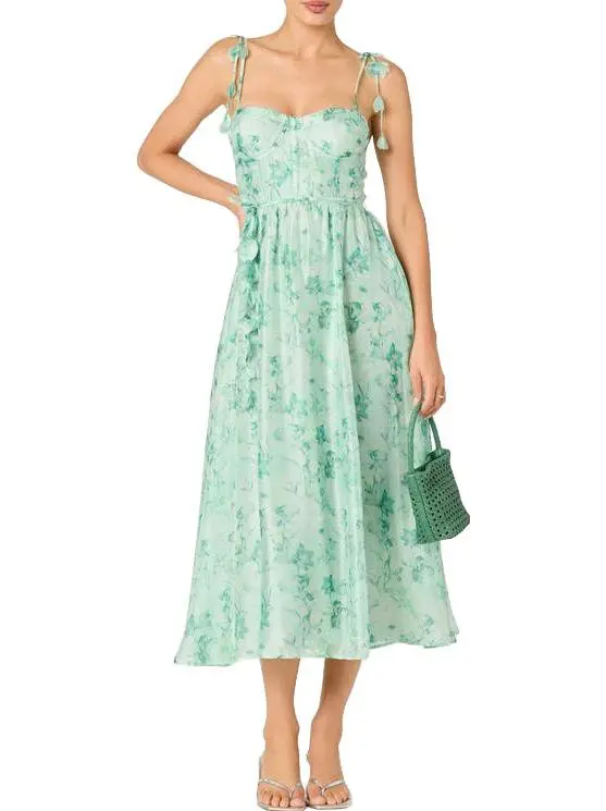 Astr The Label Halcyon Floral Print A-line Dress - Green Floral