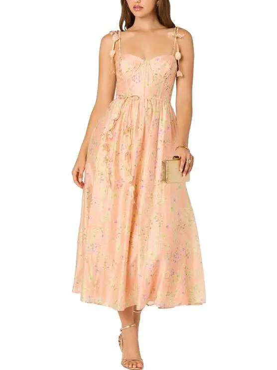 Astr The Label Halcyon Floral Print A-line Dress - Peach Floral