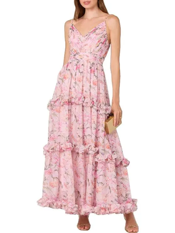Astr The Label Ayanna Floral Ruffle Trim Maxi Dress - Pink Floral
