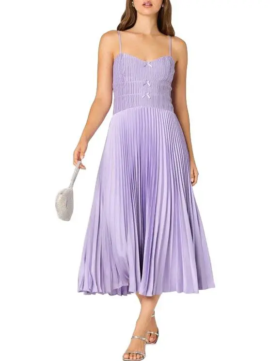 Astr The Label Shionagh Pleated A-line Dress - Lilac