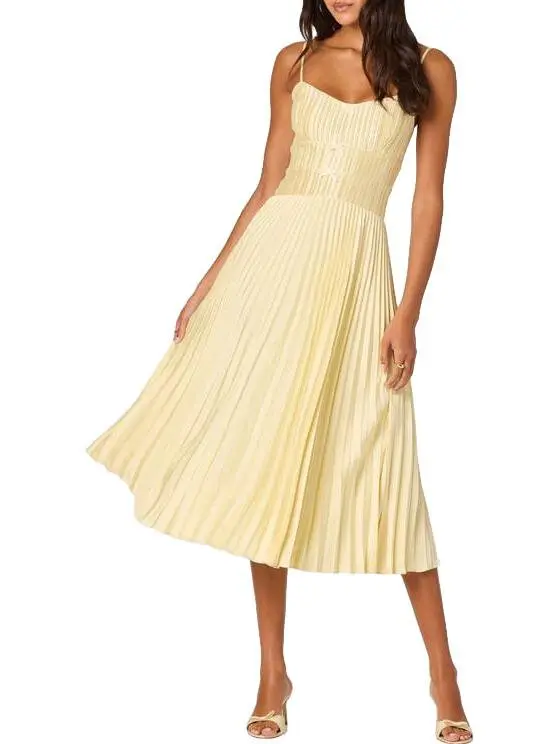 Astr The Label Shionagh Pleated A-line Dress - Yellow