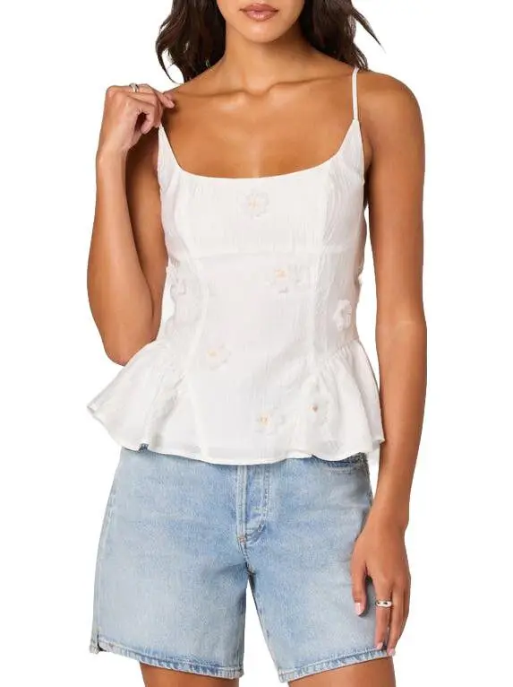 Astr The Label Kassidy Floral Appliqué Camisole - White