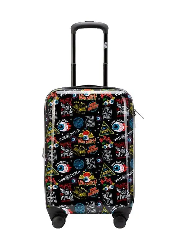 VON DUTCH Expandable Hardside Spinner Carry-on Suitcase - Black Jax