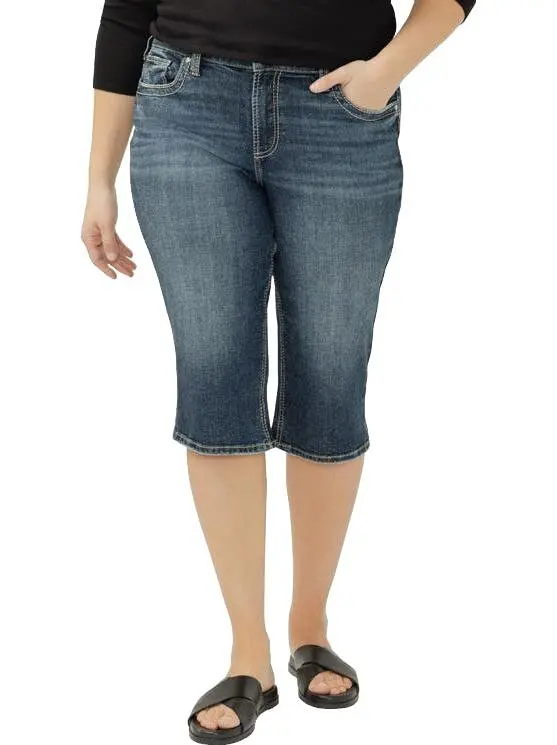 SILVER JEANS CO. Suki Heritage Curvy Mid Rise Capri Jeans - Blanche