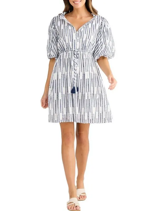 BRAVE+TRUE Island Time Vertical Dot Print Shirtdress - Sea Bubble