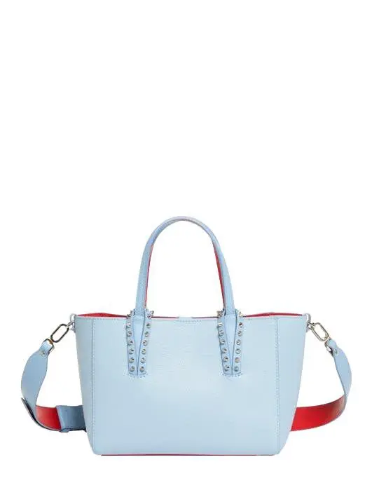 CHRISTIAN LOUBOUTIN Mini Cabata Soft Leather East/west Tote - Ceruleo/silver