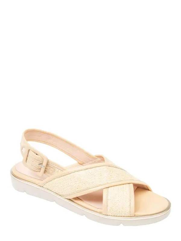 PATRICIA GREEN Gemma Crisscross Slingback Sandal - Beige Raffia