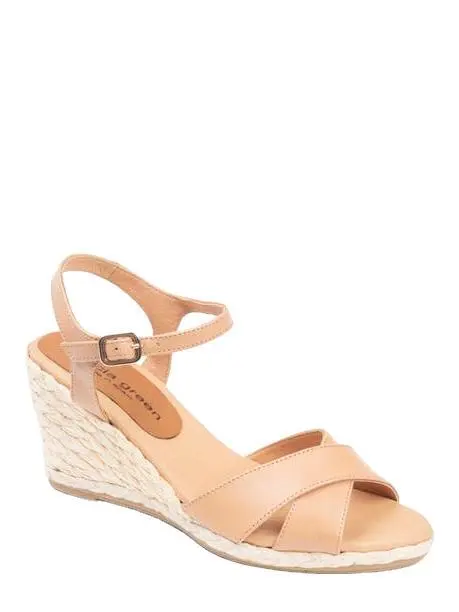 PATRICIA GREEN Roma Espadrille Wedge Sandal - Tan Leather