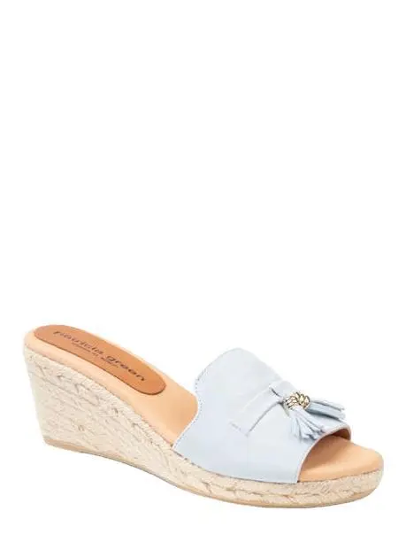 PATRICIA GREEN Capri Tassel Espadrille Wedge Sandal - Sky Blue Suede