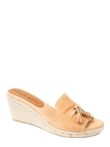 PATRICIA GREEN Capri Tassel Espadrille Wedge Sandal - Tan Suede