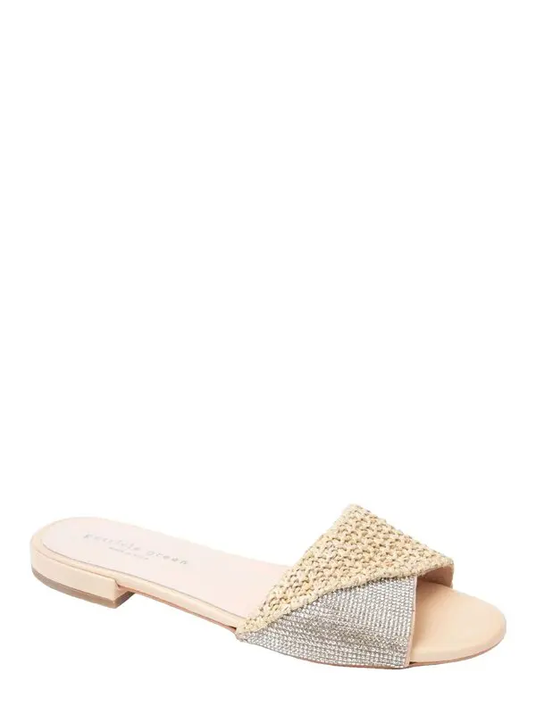 PATRICIA GREEN Milan Foldover Crystal Slide Sandal - Natural Raffia