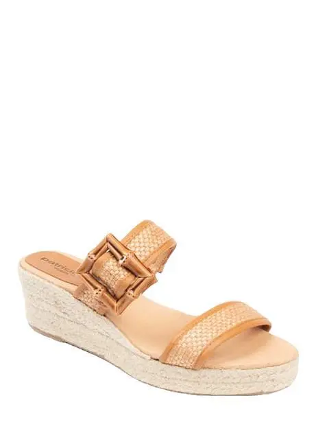 PATRICIA GREEN Soleil Bamboo Buckle Espadrille Wedge Sandal - Cognac Raffia