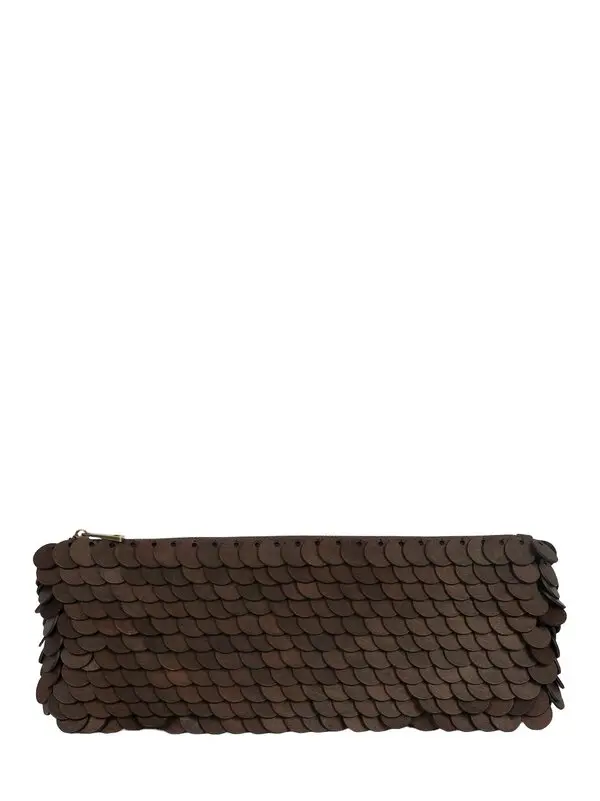 Jeffrey Campbell Madera Wooden Disc Clutch - Brown Combo