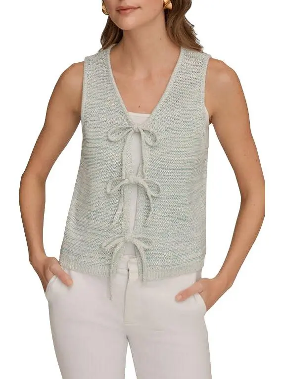 Donna Karan New York Sleeveless Space Dye Cotton Blend Vest - Skylight