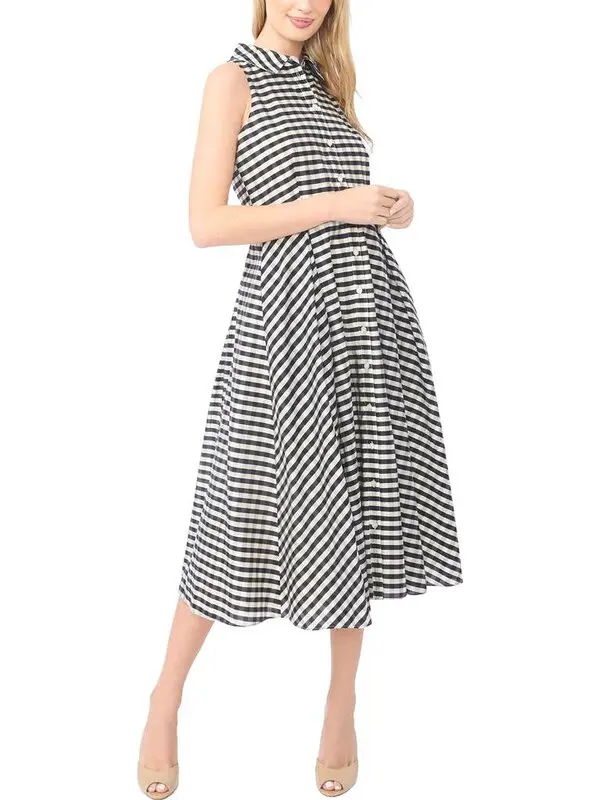 Ted Baker London Demeter Sleeveless Gingham Midi Dress - Rich Black