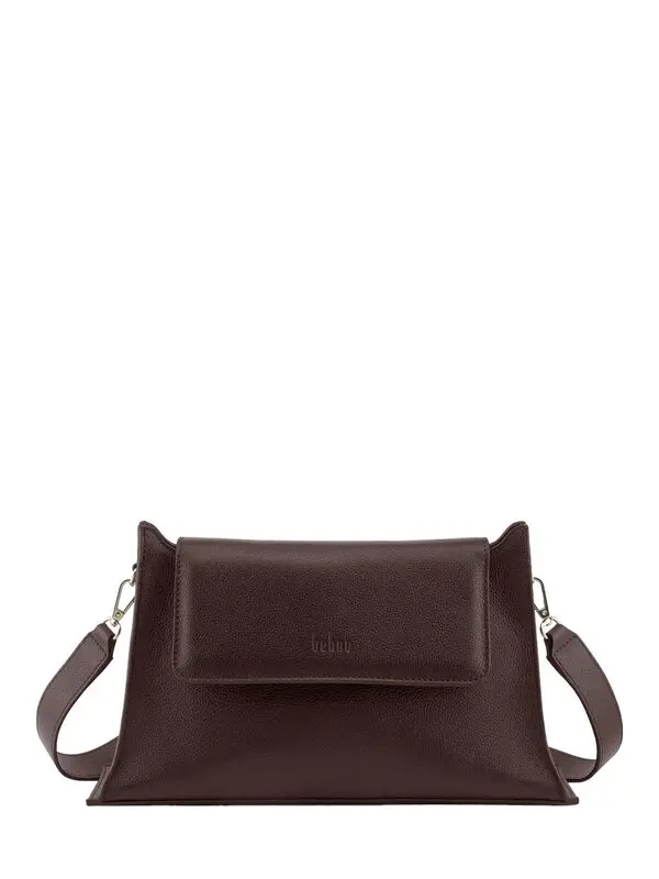 BEHNO Winnie Pebble Leather Shoulder Bag - Cacao