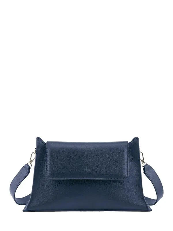 BEHNO Winnie Pebble Leather Shoulder Bag - Navy