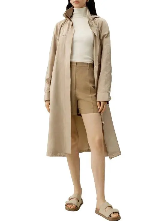 Lilysilk Silk Taffeta Water-repellent Coat - Gravel Gold