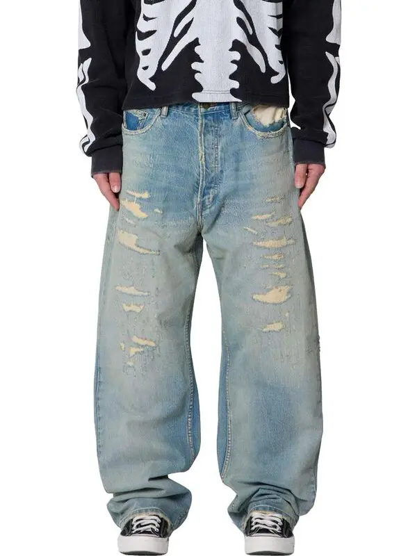 Mnml Distressed Ultra Baggy Jeans - Blue