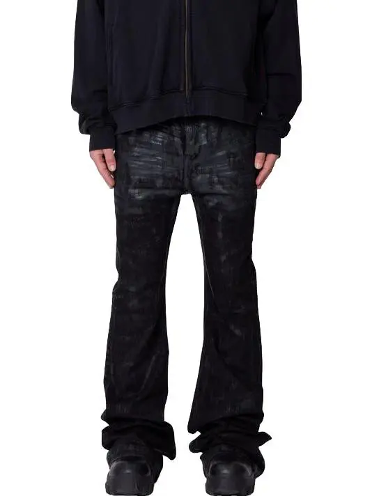 Mnml Super Stacked Hem Jeans - Waxed Black