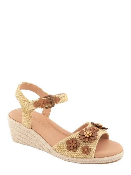 Gentle Souls Espadrille Ankle Strap Wedge Sandal - Natural Raffia