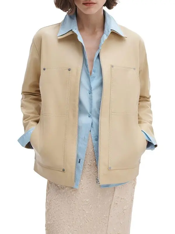 Rag & Bone Sid Leather Jacket - Pale Yellow