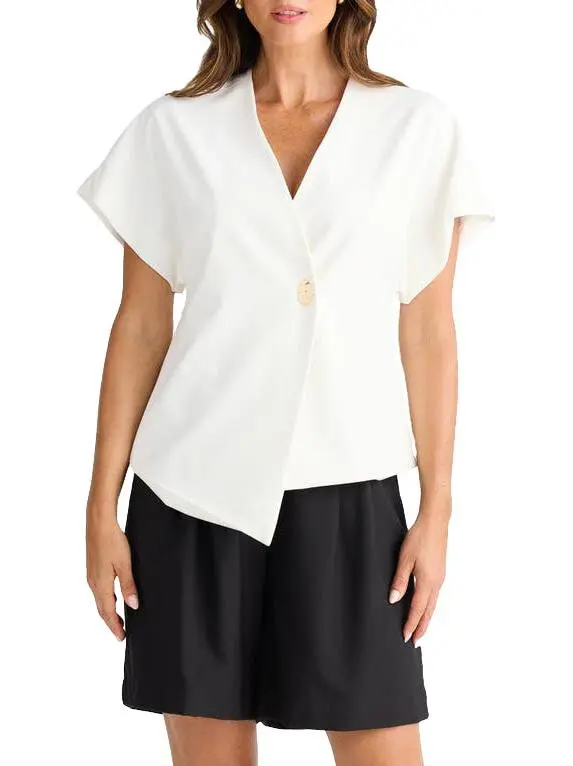 BRAVE+TRUE Origami Asymmetric Woven Top - White