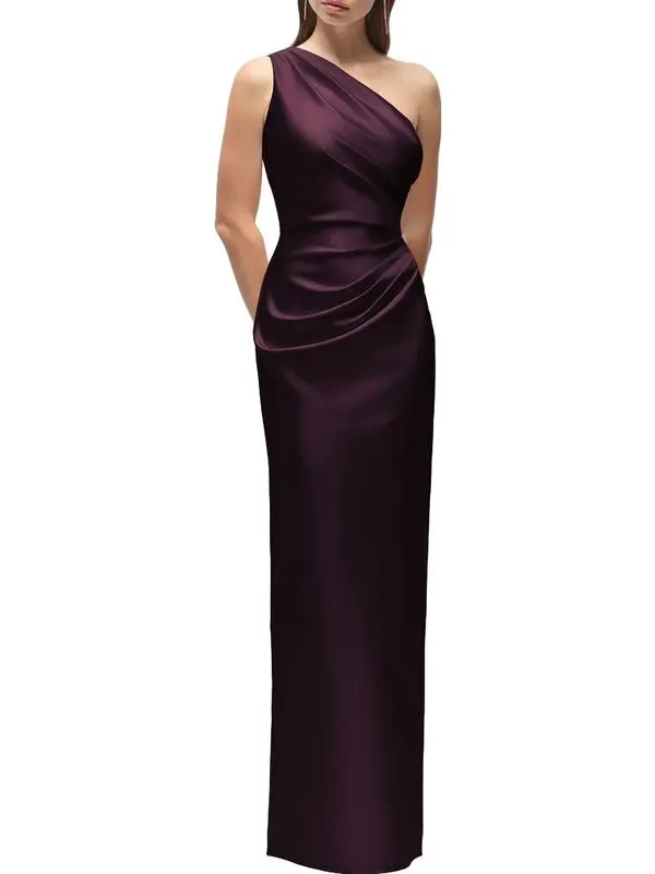 After Six Malin One-shoulder Gown - Deep Plum