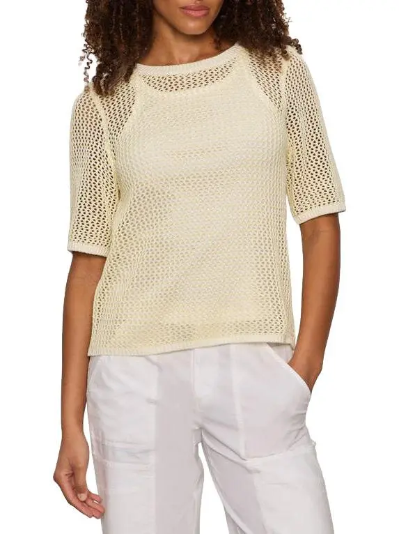 Sanctuary Open Stitch Short Sleeve Sweater - Lemon Drop Yellow