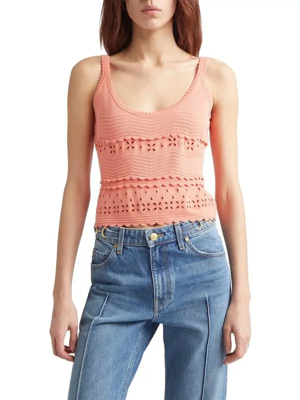 Ulla Johnson Eyelet Knit Camisole - Coral Peony