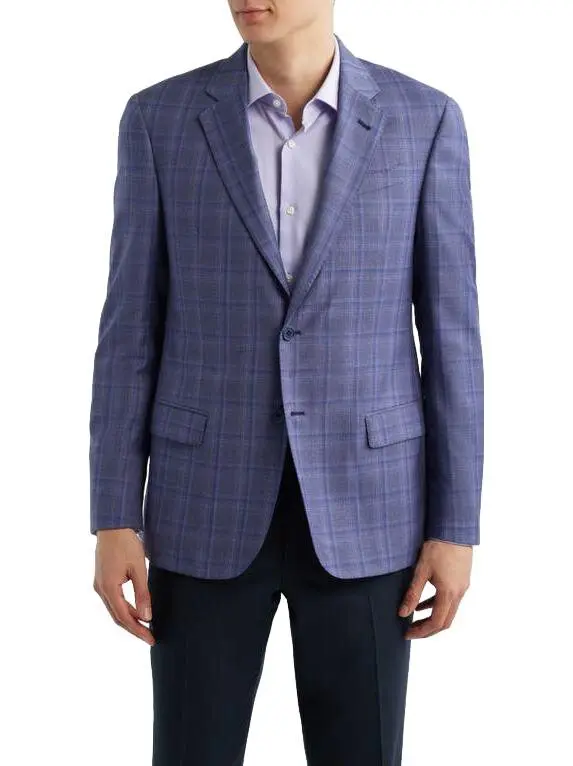 Emporio Armani Checked Virgin Wool Sport Coat - Plum
