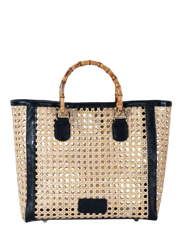 JELAVU Medium Bristol Rattan Tote - Black