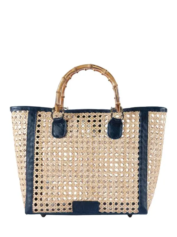 JELAVU Medium Bristol Rattan Tote - Navy
