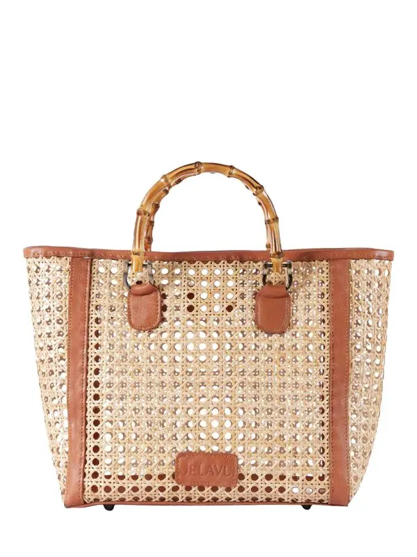 JELAVU Medium Bristol Rattan Tote - Tan