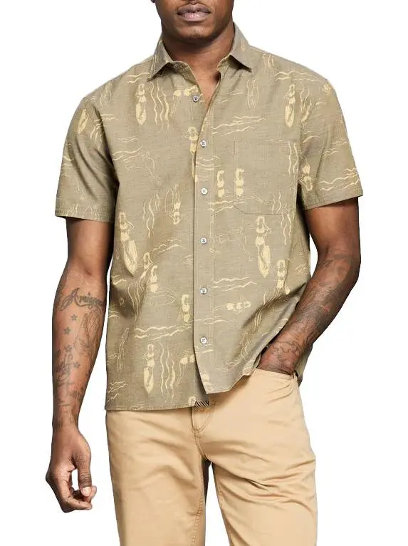 Billy Reid Surf Ladies Mélange Short Sleeve Button-up Shirt - Asphalt