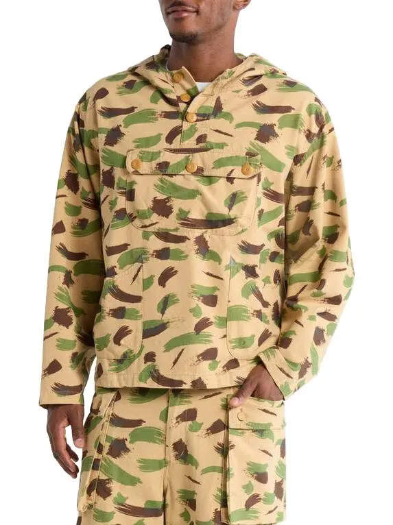 BRAIN DEAD Brushstroke Camo Hooded Jacket - Green