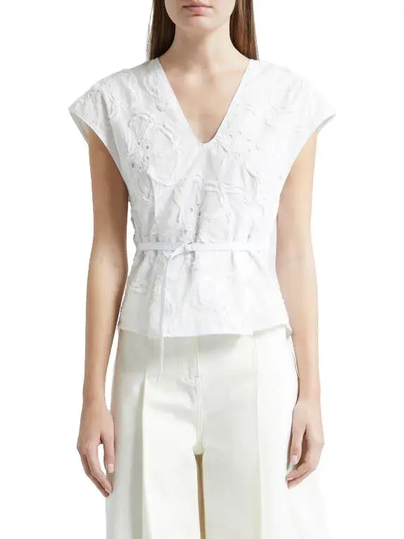 3.1 Phillip Lim 3d Floral Embroidered Top - White