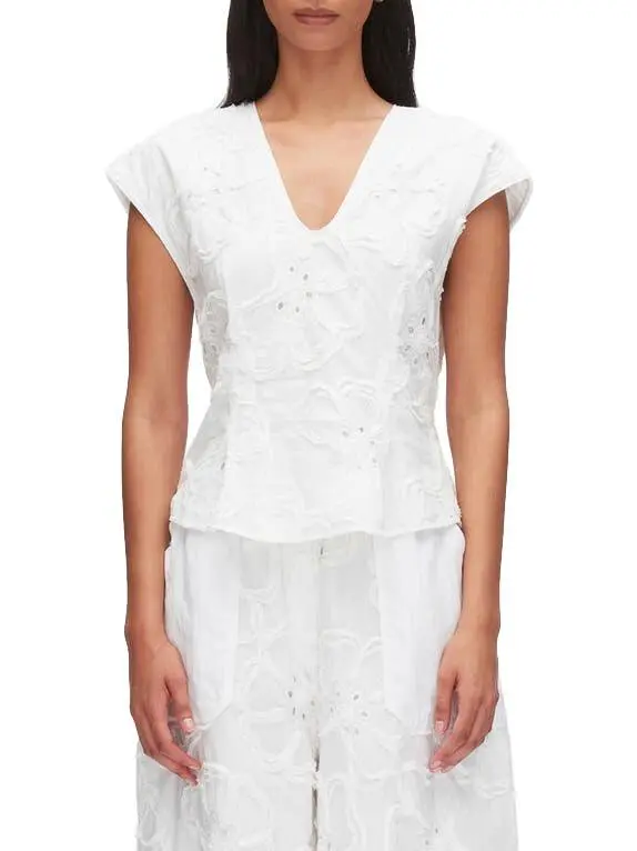 3.1 Phillip Lim 3d Floral Embroidered Top - White