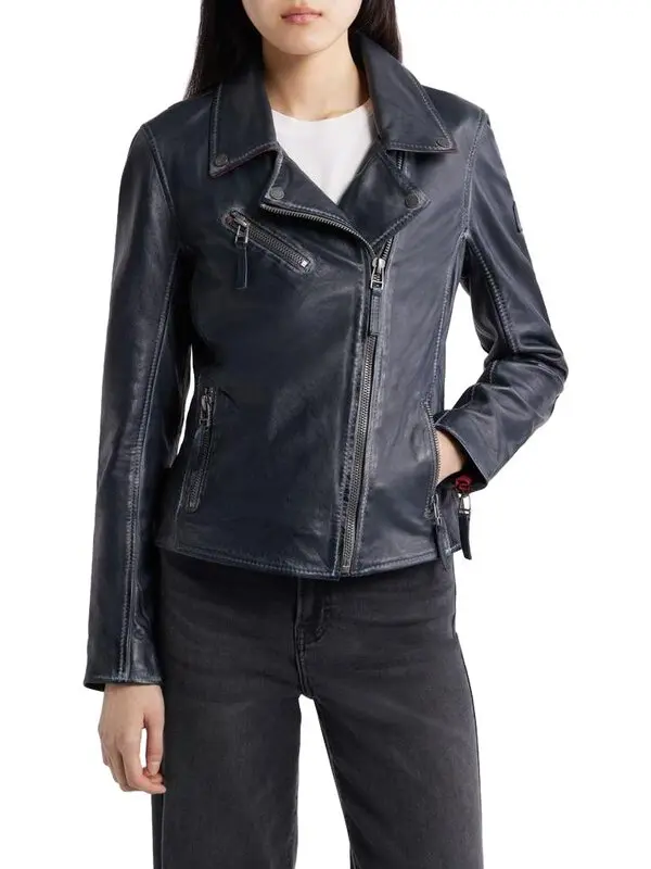 Mauritius Betsy Leather Jacket - Navy