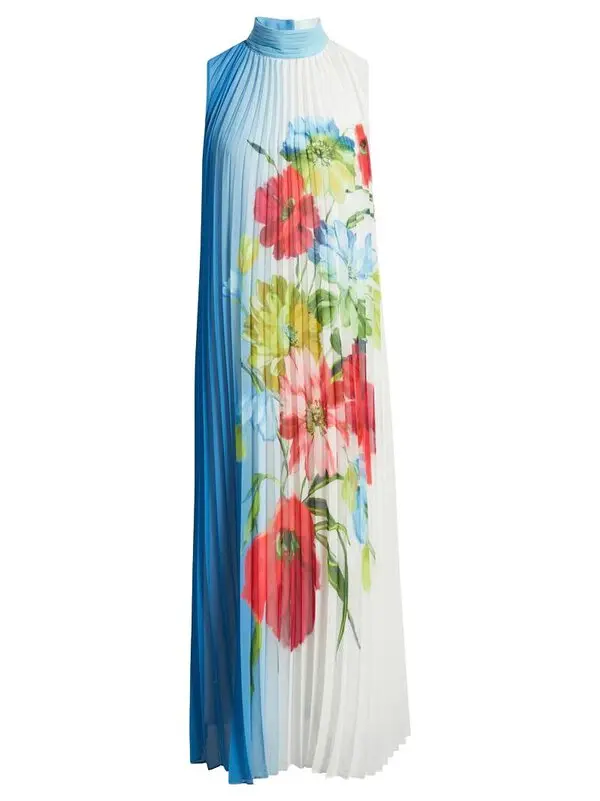 Elie Tahari The Reilley Pleated Maxi Dress - Bloom Print
