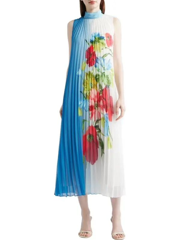 Elie Tahari The Reilley Pleated Maxi Dress - Bloom Print