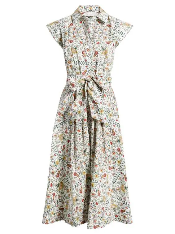 Elie Tahari Floral Print Fran Midi Dress - Folk Floral Print
